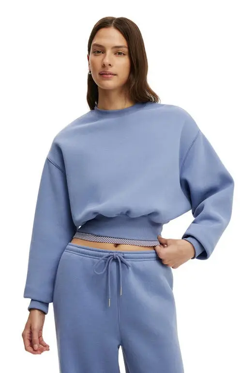 Cotton:on Active Plush Cropped Crew - Blue Ice