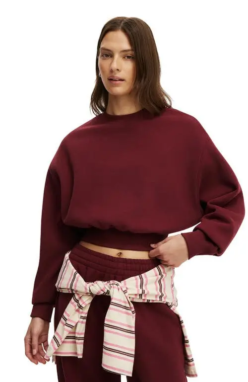 Cotton:on Active Plush Cropped Crew - Gingerberry