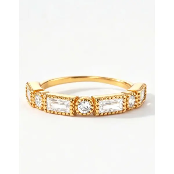 MINT & LILY Round & Baguette Vintage Ring - Gold