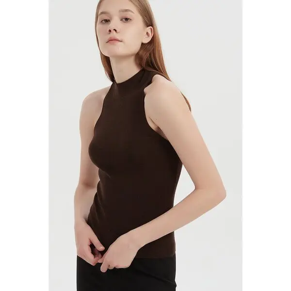 NUAJE NUAJE May Halterneck Wool And Silk Knit Tank - Brown
