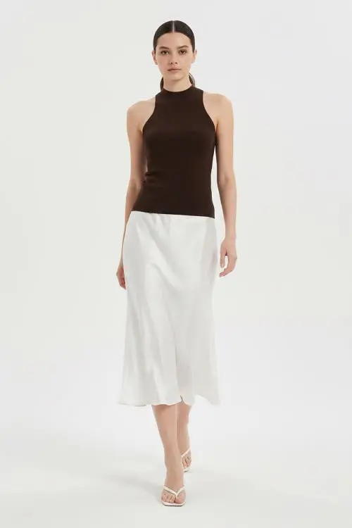 NUAJE NUAJE May Halterneck Wool And Silk Knit Tank - Brown