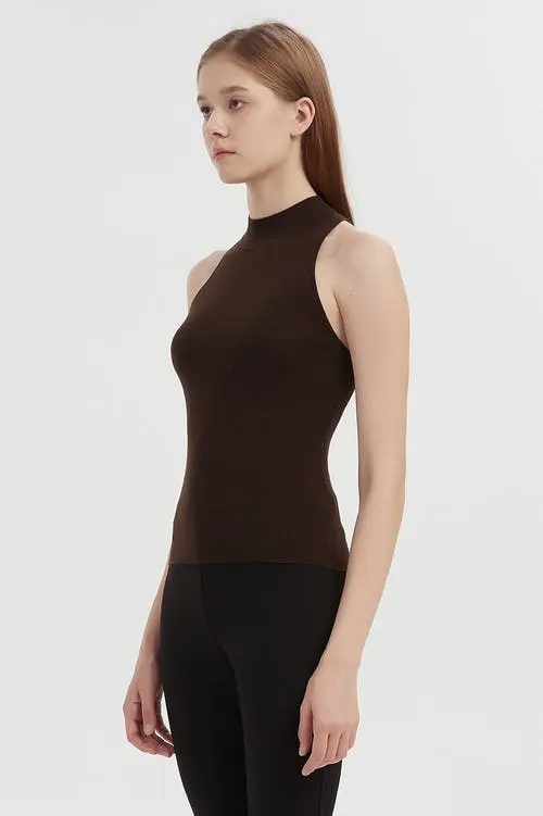 NUAJE NUAJE May Halterneck Wool And Silk Knit Tank - Brown