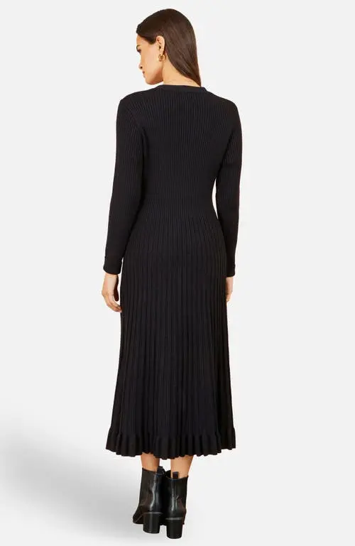 YUMI Long Sleeve Ribbed Midi Knit Dress