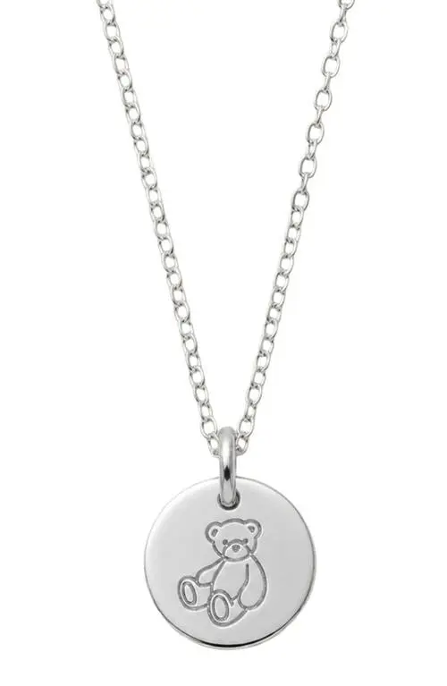 MADE BY MARY Teddy Bear Disc Necklace - Silver
