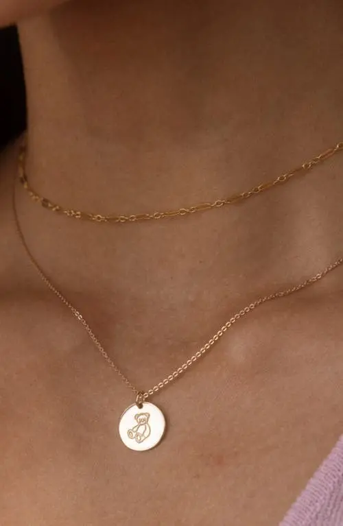 MADE BY MARY Teddy Bear Disc Necklace - Silver