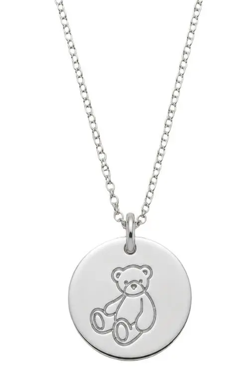 MADE BY MARY Teddy Bear Disc Necklace - Silver