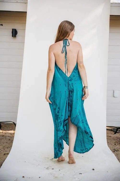 SUN CHILD Classic Silk Dress Juniper
