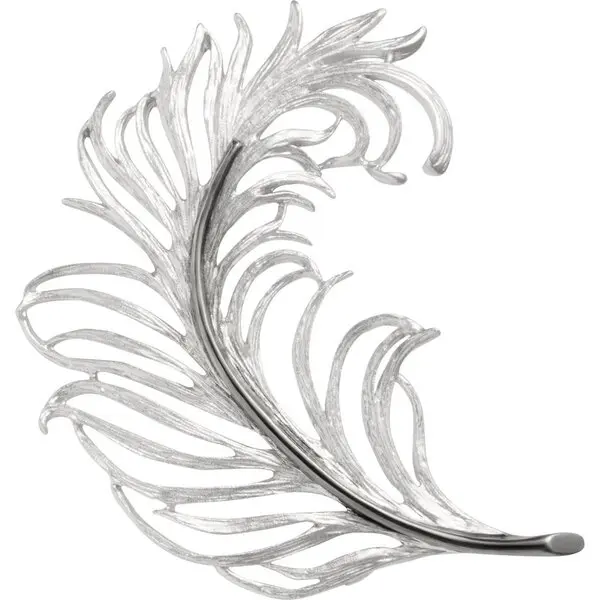 JAN LESLIE Sterling Feather Lapel Pin - Silver Black