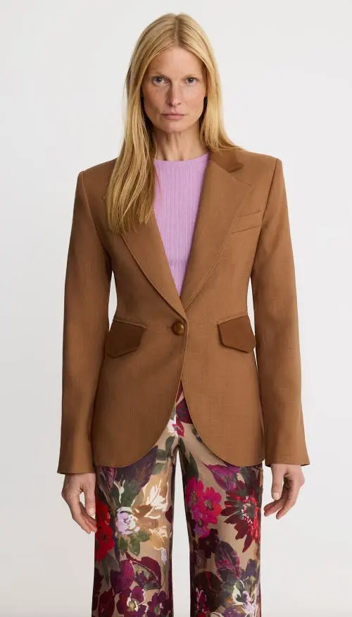 Smythe Blocked Seamed Blazer - Saddle