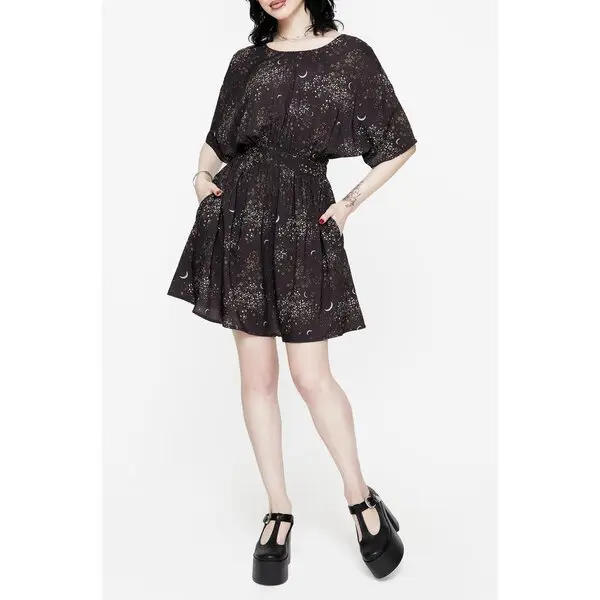 DISTURBIA Peaseblossom Celestial Tie Mini Dress - Black