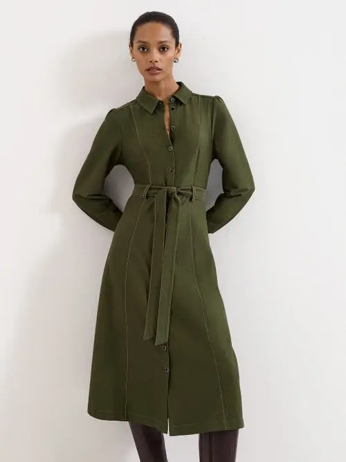 PHASE EIGHT Long Sleeve Belted Shirt Dress