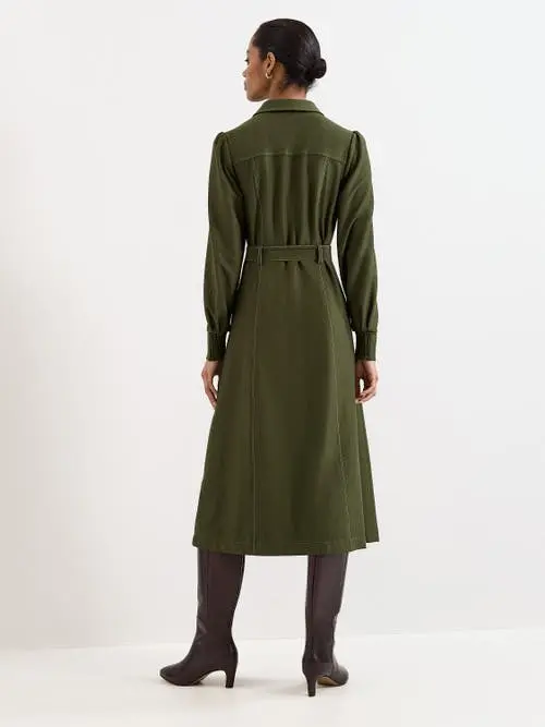 PHASE EIGHT Long Sleeve Belted Shirt Dress