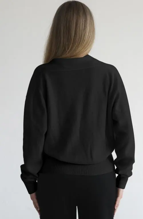 SWEAT & MILK Bloom Cashmere Wrap Sweater - Black