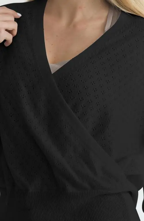 SWEAT & MILK Bloom Cashmere Wrap Sweater - Black
