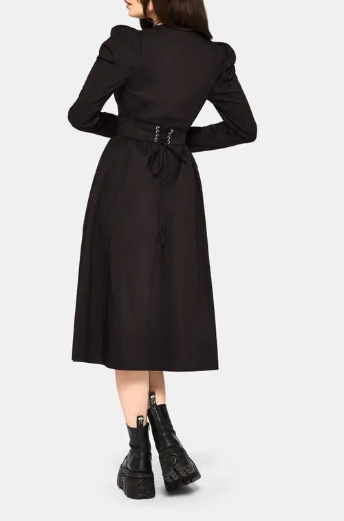 DISTURBIA Morag Button-up Puff Sleeve Midi Dress