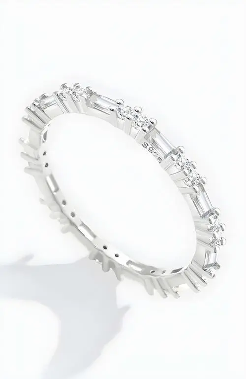 MINT & LILY Baguette Gemstone Stacking Ring - Silver