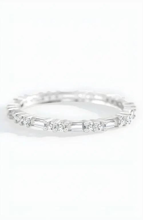 MINT & LILY Baguette Gemstone Stacking Ring - Silver