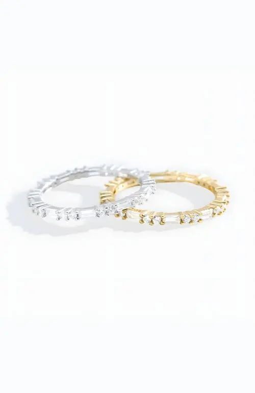 MINT & LILY Baguette Gemstone Stacking Ring - Silver