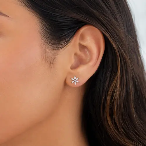 DONATELLO GIAN Sterling Marquise Floral Stud Earrings