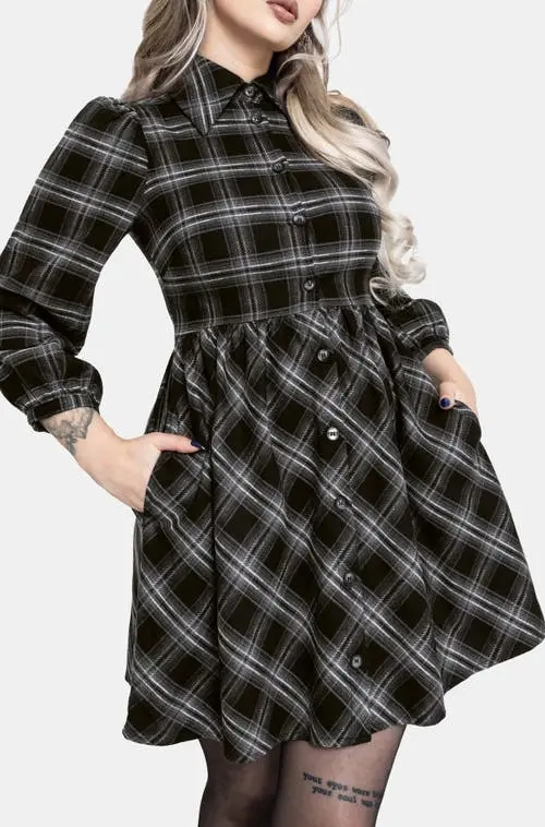 DISTURBIA Plaid Mini Shirt Dress