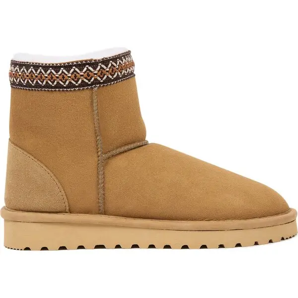 CELTIC & CO. Braid Trim Shearling Shortie Boots - Spice
