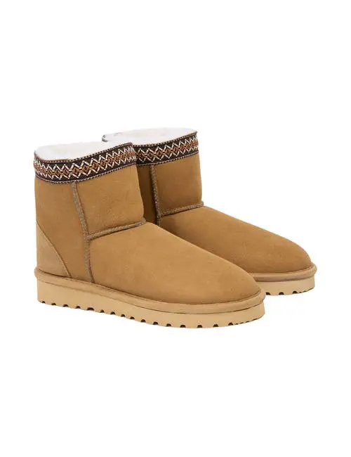 CELTIC & CO. Braid Trim Shearling Shortie Boots