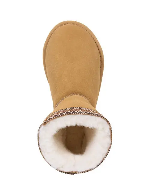 CELTIC & CO. Braid Trim Shearling Shortie Boots