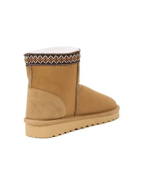 CELTIC & CO. Braid Trim Shearling Shortie Boots