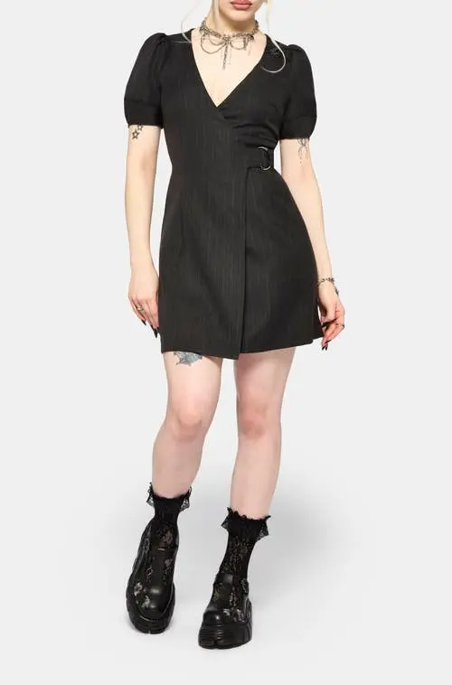DISTURBIA Meliora Wrap Embroidered Mini Dress