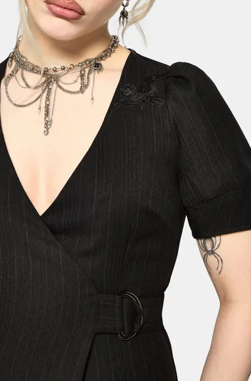 DISTURBIA Meliora Wrap Embroidered Mini Dress