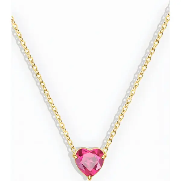 MINT & LILY Dainty Birthstone Heart Necklace - July Ruby