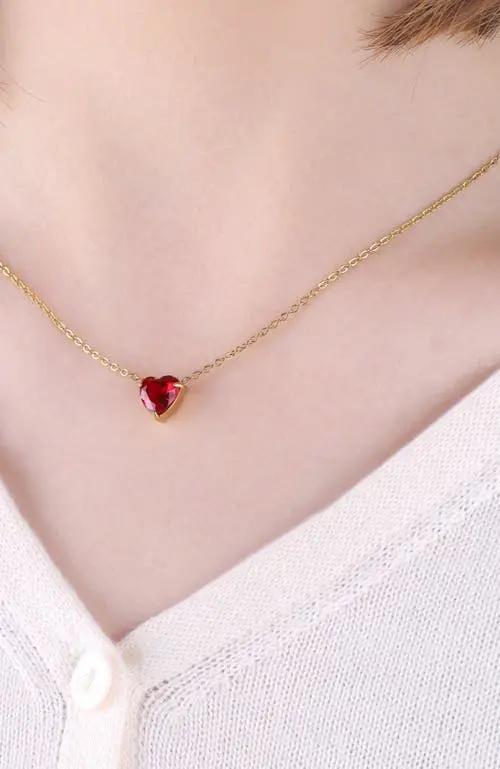 MINT & LILY Dainty Birthstone Heart Necklace - July Ruby