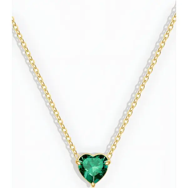 MINT & LILY Dainty Birthstone Heart Necklace - May Emerald