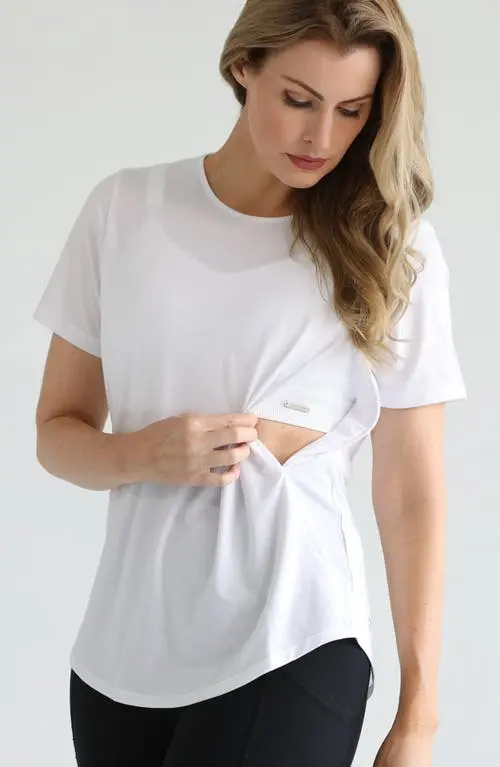 SWEAT & MILK Harper Cross Back Short Sleeve Nursing Tee - White