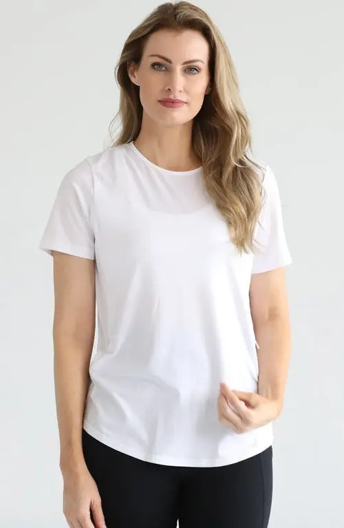 SWEAT & MILK Harper Cross Back Short Sleeve Nursing Tee - White