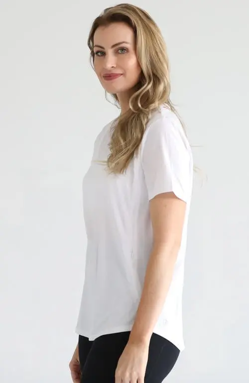 SWEAT & MILK Harper Cross Back Short Sleeve Nursing Tee - White