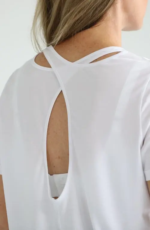 SWEAT & MILK Harper Cross Back Short Sleeve Nursing Tee - White