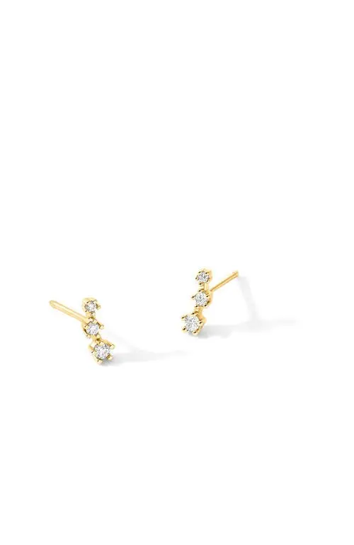 MINT & LILY Sparkling Mini Climber Studs - Gold