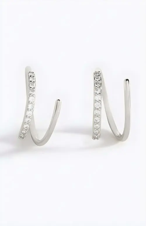 MINT & LILY Double Loop Huggie Hoop Earrings - Silver