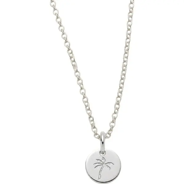 MADE BY MARY Palm Tree Disc Necklace - Silver