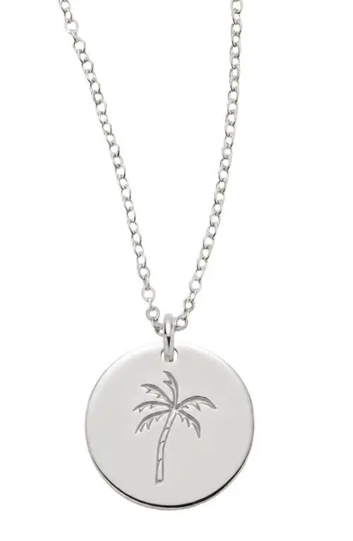 MADE BY MARY Palm Tree Disc Necklace - Silver