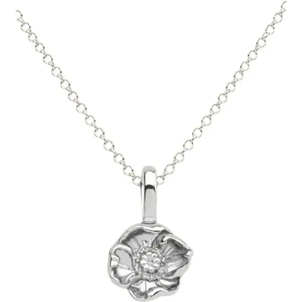 MADE BY MARY Birth Flower Charm Necklace - Silver - August
