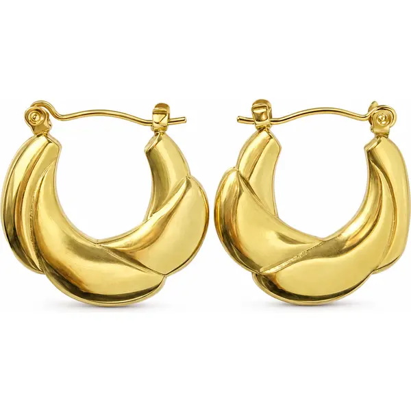 GEMINI JEWELRY 18k Yellow Plated Sculptural Folded Hoop Earrings - Gold