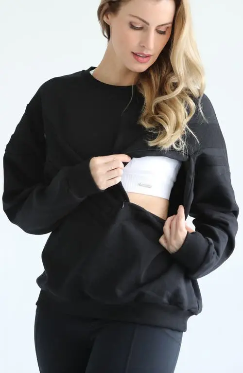 SWEAT & MILK Isabella Oversized Nursing Sweatshirt - Noir