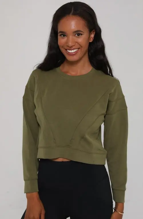 SWEAT & MILK Lyah Softstreme Cropped Nursing Crew - Olive