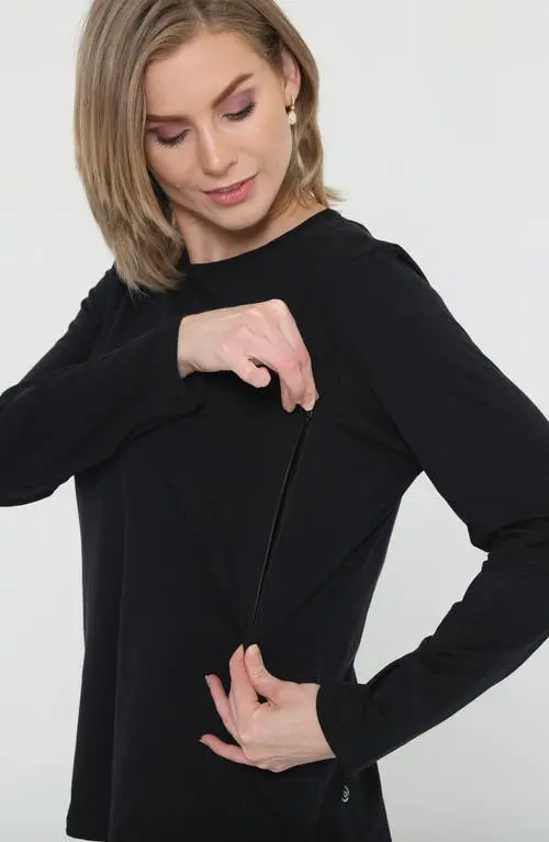 SWEAT & MILK Harper Long Sleeve Nursing Top - Noir