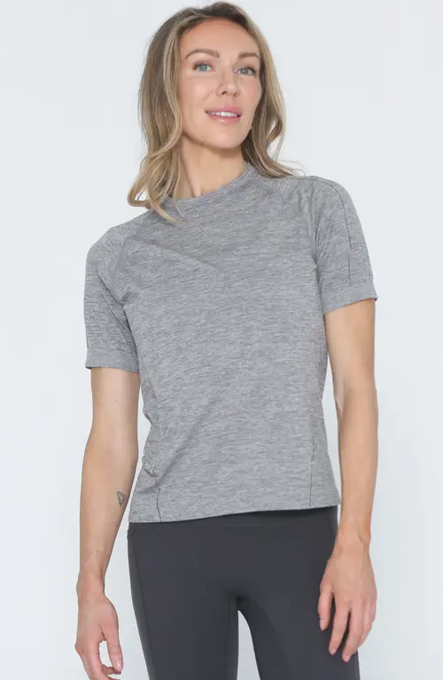 SWEAT & MILK Aria Running Seamless Nursing Tee Short Sleeve - Heather Gray