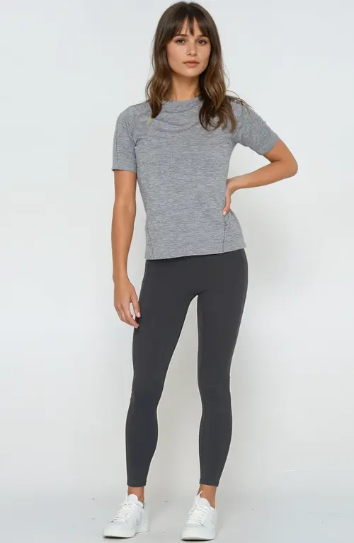 SWEAT & MILK Aria Running Seamless Nursing Tee Short Sleeve - Heather Gray