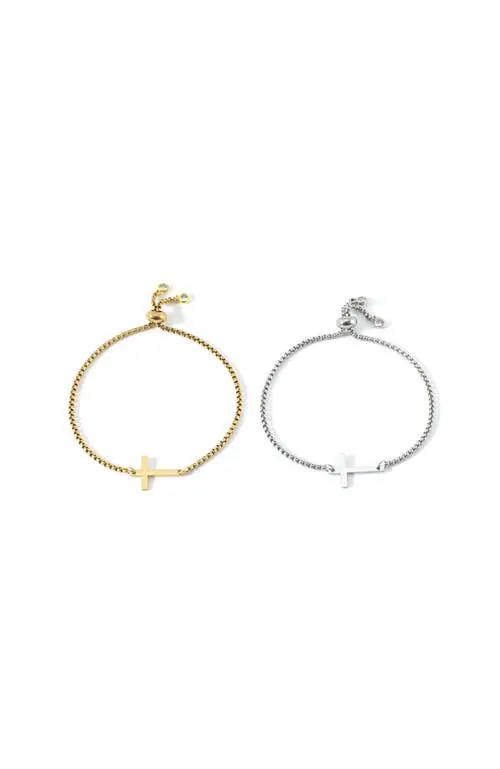MINT & LILY Sideways Cross Slider Bracelet - Gold