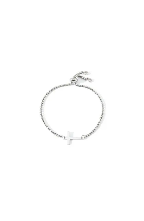 MINT & LILY Sideways Cross Slider Bracelet - Silver
